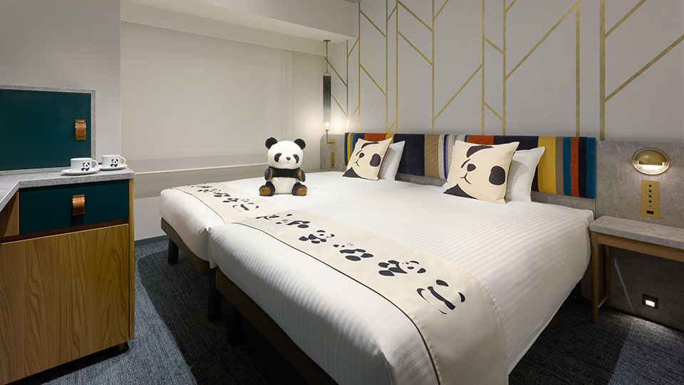 獨有Panda Room客房配有熊貓毛絨玩具
